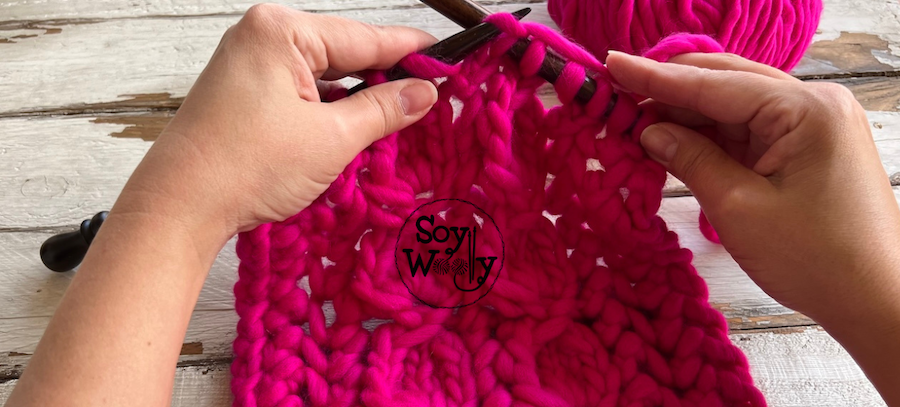 Cómo tejer una Bufanda con volumen, súper rápido (14 puntos)